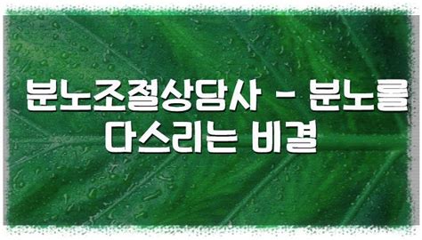 분노조절상담사 분노를 다스리는 비결