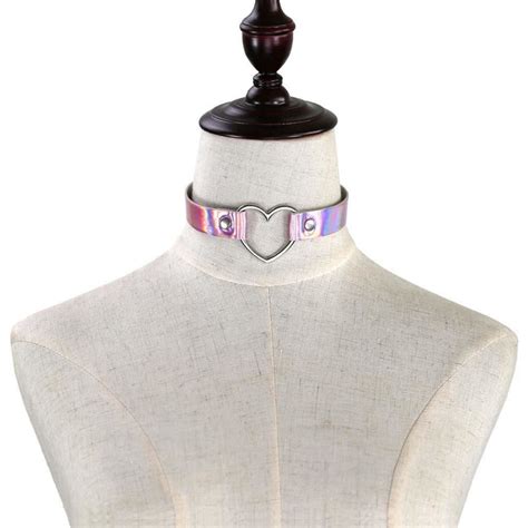Holographic Heart Choker Ball Gag Shiny Necklace Ddlg Playground