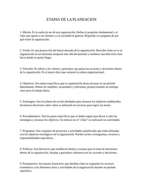 Etapas De La Planeacion Pdf