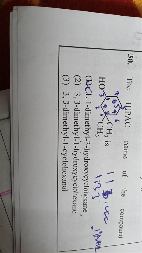 30 The Iupac Name Of The Compound Is1131i33 1 C1 1 Dimethyl 3 Hydro