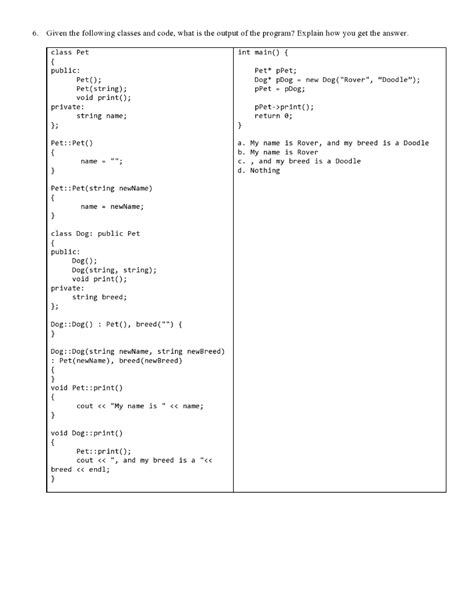 Solved If The Following Function Is In A Base Class Which Chegg
