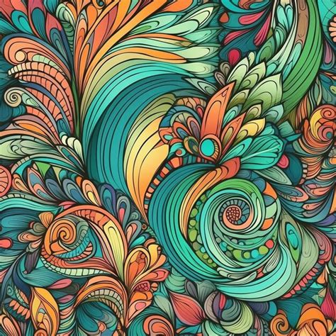 Premium Photo Colorful Background With A Pattern Of Swirls And Curls Vector Art Illustration