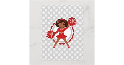 Cheerleader Cute Red African American Cheer Postcard Zazzle