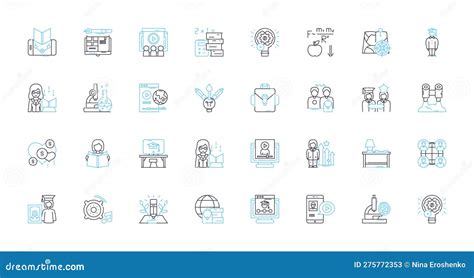 Digital Classes Linear Icons Set Online Learning E Learning Webinar