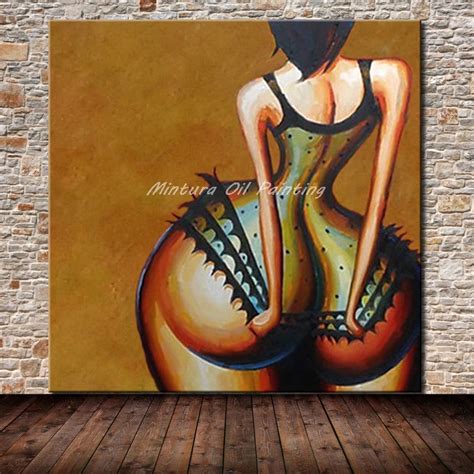 Mintura Handpainted Sexy Woman Oil Painting On Canvas Modern Abstract