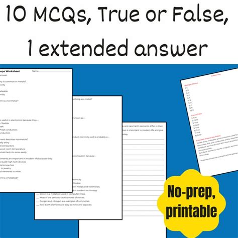Classifying Elements Reading Questions 6th Grade Science Periodic