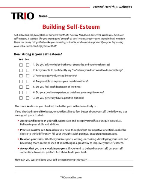 Building Self Esteem Activity Sheet Trio Printables