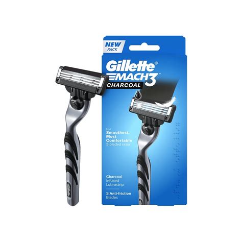 Gillette Mach 3 Lubrastrip Charcoal Shaving Mens Razor Price Buy