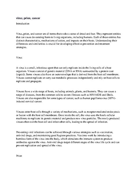 Biol 201 Virus Biol201 Lecture Notes Virus Prion Cancer Introduction Virus Prion And