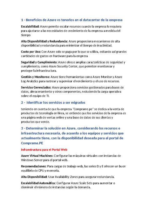 Migración de servicios a la nube de Azure Beneficios de Azure vs tenerlos en el datacenter
