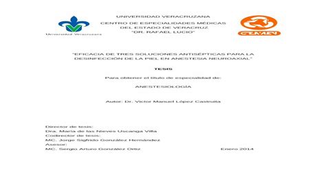 Eficacia De Tres Soluciones AntisÉpticas Para La · Centro De