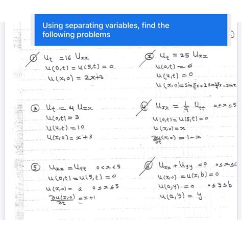 solved using separating variables find the following