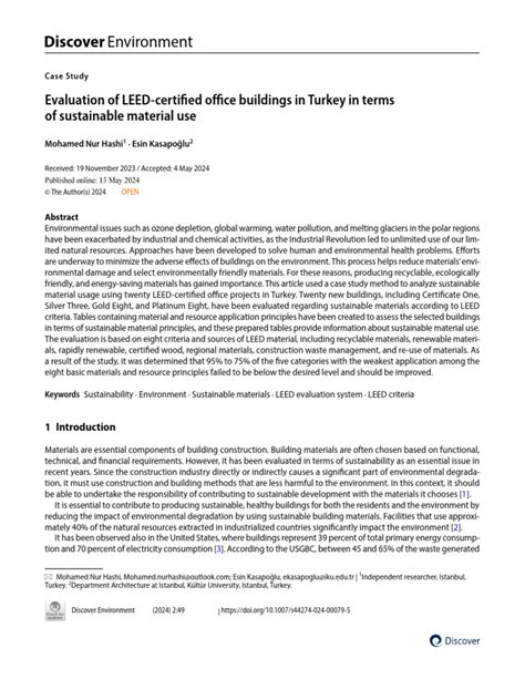 Evaluation Of Leed Certified Office Buildings In T Pdf Green