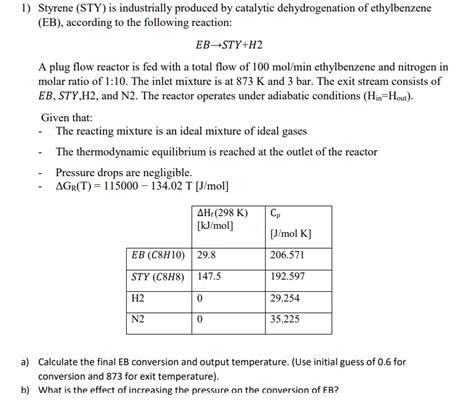 Solved Styrene Sty Is Industrially Produced By Chegg