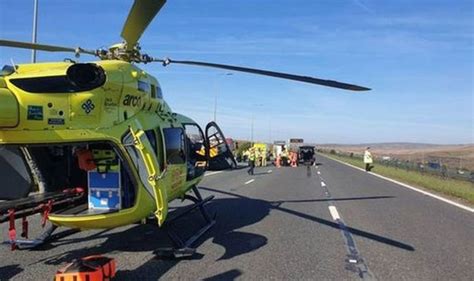 M62 Traffic M62 Closed After Serious Crash Air Ambulance At Scene