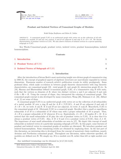 Pdf Pendant And Isolated Vertices Of Comaximal Graphs Of Modules