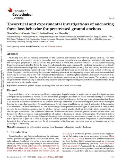 2022 Theoretical And Experimental Investigations Of Anchoring Force Loss Behavior For