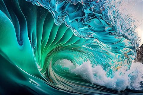 Premium AI Image Man Riding A Wave On Top Of A Surfboard Generative Ai