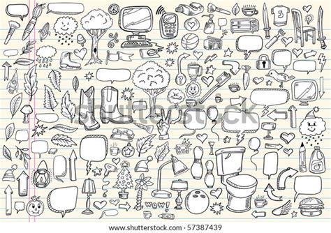 Notebook Doodle Clip Art Design Elements Stock Vector Royalty Free 57387439