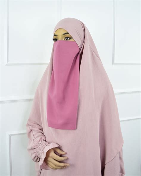 Half Niqab Premium Chiffon Pink Ina Collection