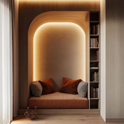 Minimalist Reading Nook Design Warm Colors Diffused Light Cozy Comfort