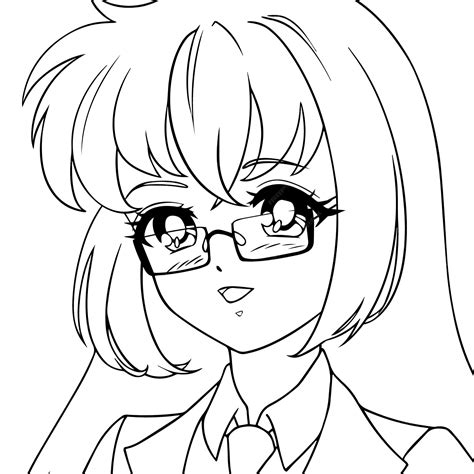 Girl With Glasses Sketch Anime Girl With Glasses Sketch Anime