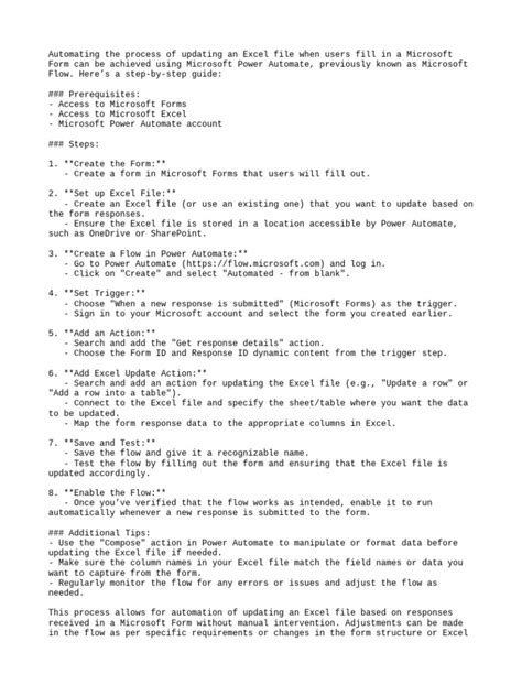 update automatically from form to excel pdf