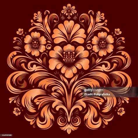 Maroon Pattern In Khokhloma Style High Res Vector Graphic Getty Images