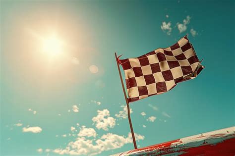 Checkered Flag And Bright Sky Premium Ai Generated Image