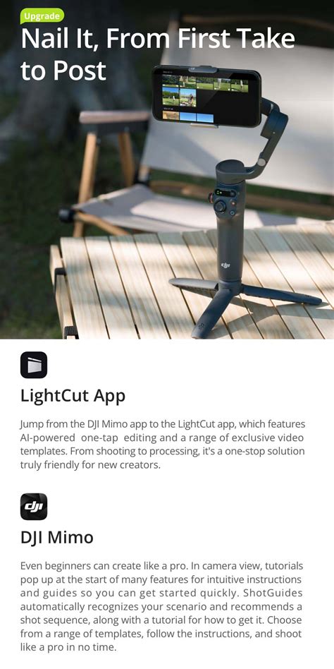 DJI Osmo Mobile Smartphone Gimbal Stabilizer Axis Stabilization Built In Extension Rod