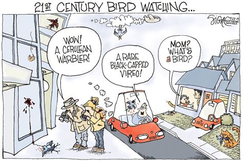 Political Cartoon Watching Birds Vanish In Humans Nature