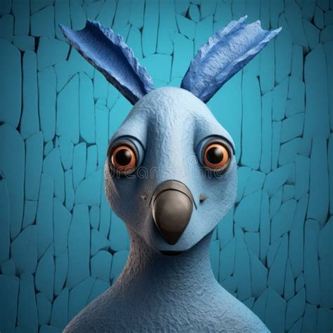 Adorable Kangaroo Sculpture With Surrealist Composition In Blue Stock Illustration