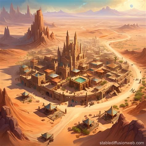 Desert Town Battle Map Stable Diffusion Online