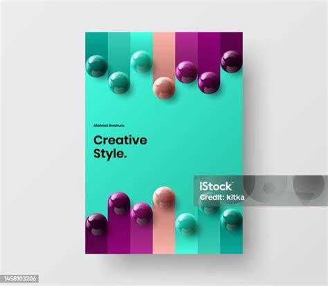 Template Plakat Bola 3d Geometris Brosur Segar Ilustrasi Desain Vektor