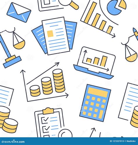 Modelo Inconsútil De La Contabilidad Financiera Con La Línea Plana Iconos Fondo De La