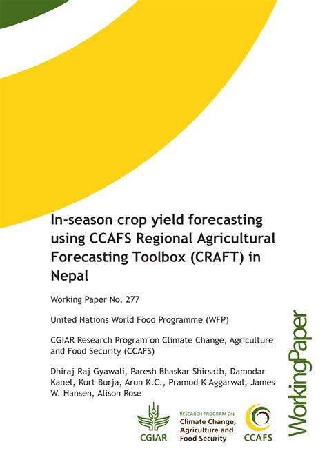 Pdf In Season Crop Yield Forecasting Using Ccafs Regional Agricultural Forecasting Toolbox