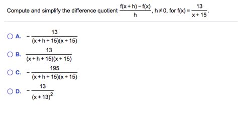 Solved Compute And Simplify The Difference Quotient F X H