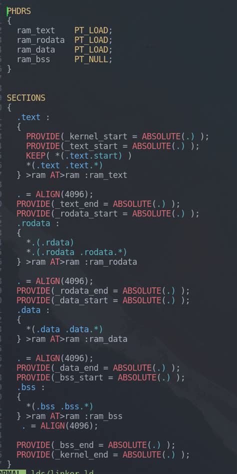 A Question About Linker Script When Sections Paged Aligned Data And