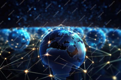 Blue Earth Connected By Lines And Dots Global Interconnectivity