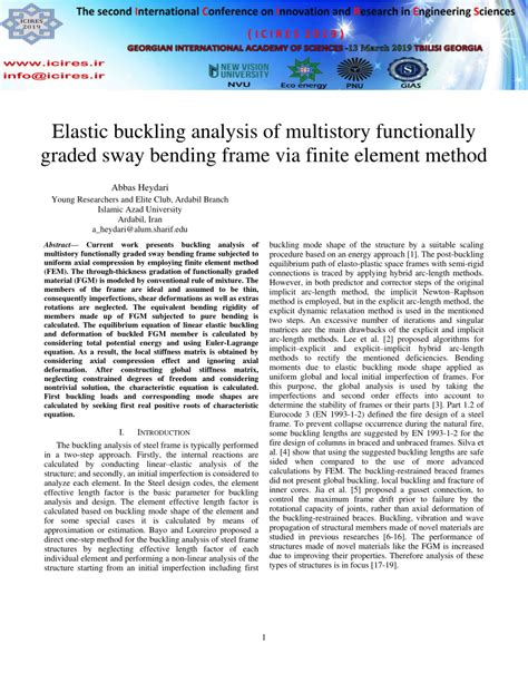Pdf Elastic Buckling Analysis Of Multistory Functionally Graded Sway Bending Frame Via Finite