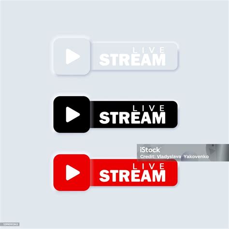 라이브 스트림 아이콘 집합입니다 라이브 스트림 버튼입니다 소셜 미디어 사용자 벡터 Eps 10 흰색 배경에 격리 Live