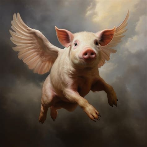 Premium Photo Hyperrealistic Painting Of A Flying Pig