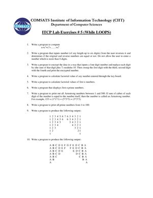Lab Exercises Upload Kr Bh Do Yar COMSATS Institute Of Information Technology CIIT Studocu