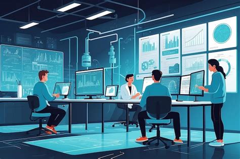 Premium Photo Students Using Ai Algorithms To Analyze Complex Datasets In Lab Vector