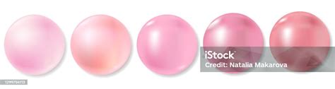핑크 바다 진주 컬렉션 흰색 배경 사실적인 공 이나 진주 구슬 세트 3d 효과 벡터 그림입니다 구에 대한 스톡 벡터 아트 및 기타 이미지 Istock
