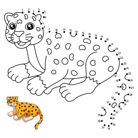 아이들을 위한 Dot To Dot 재규어 색칠 공부 페이지 프리미엄 벡터