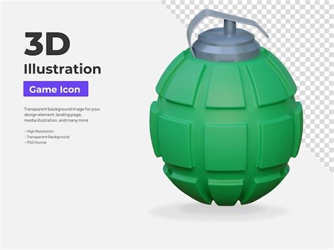 Premium Psd Hand Grenade Game Icon 3d Illustration