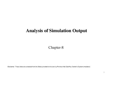 Chapter 8 Analysis Of Simulation Output Chapter Analysis Of