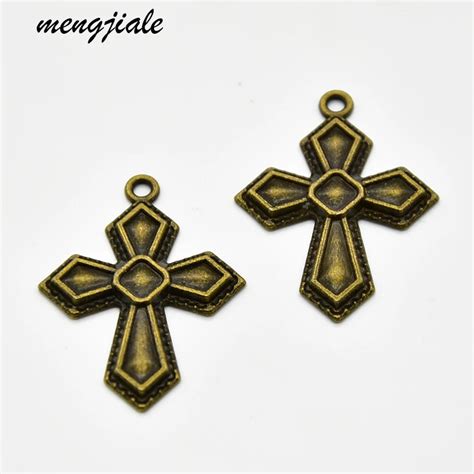 15pcs 골동품 청동 패션 기독교 십자가 부적 맞춤 펜던트 팔찌 만들기 Diy 수제 보석 액세서리 33 25mm 행운 Aliexpress