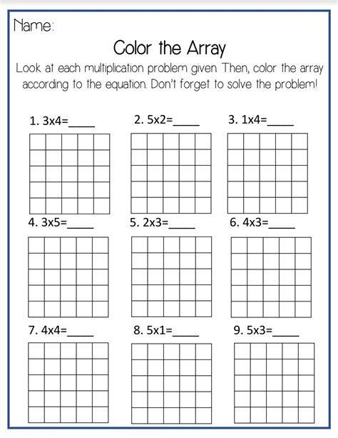 Multiplication Arrays Worksheets Grade 3 Printable Worksheets